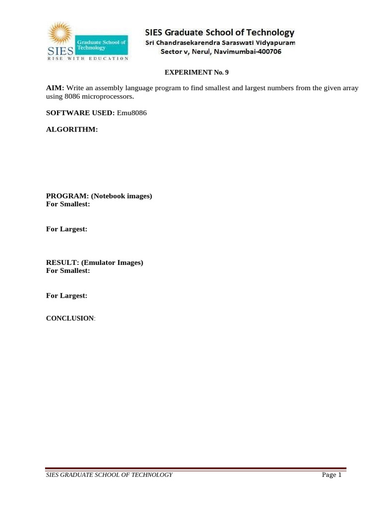 MP Expt. 9_Smallest_Largest | PDF