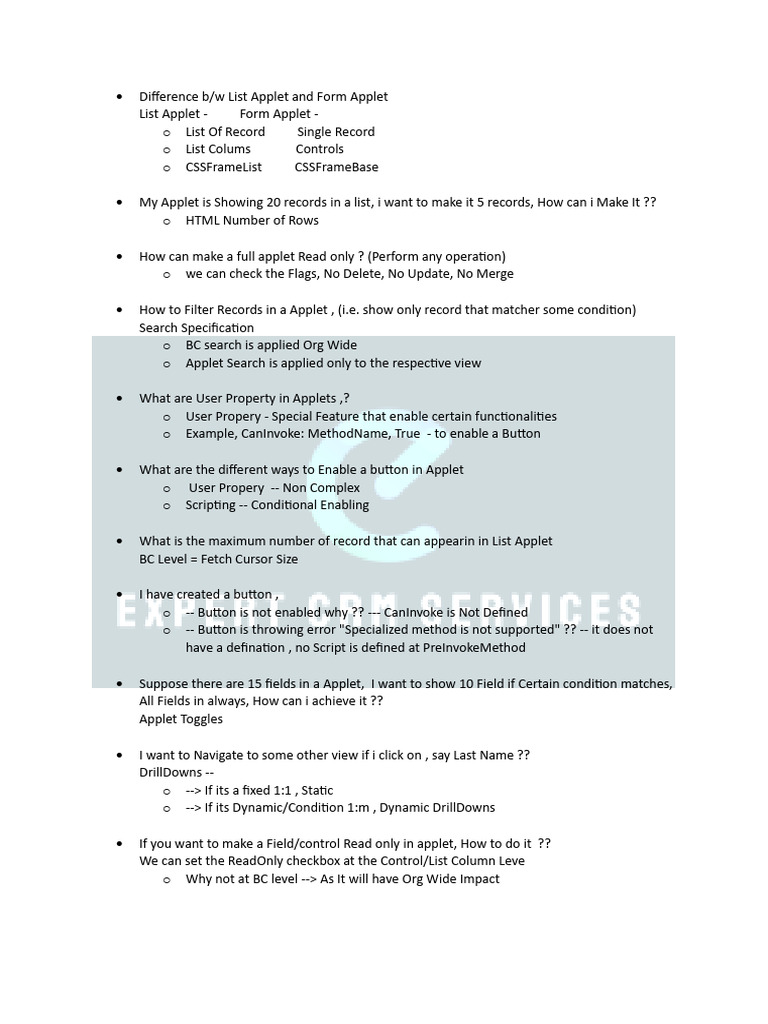 Siebel Interview Questions Applets | PDF | Computer Programming ...