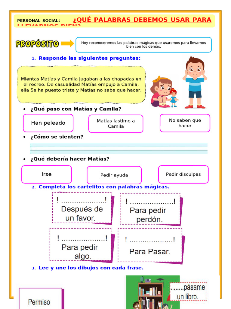 U1 S2 Ficha D1 PS Que Palabras Debemos Usar para Llevarnos Bien | PDF