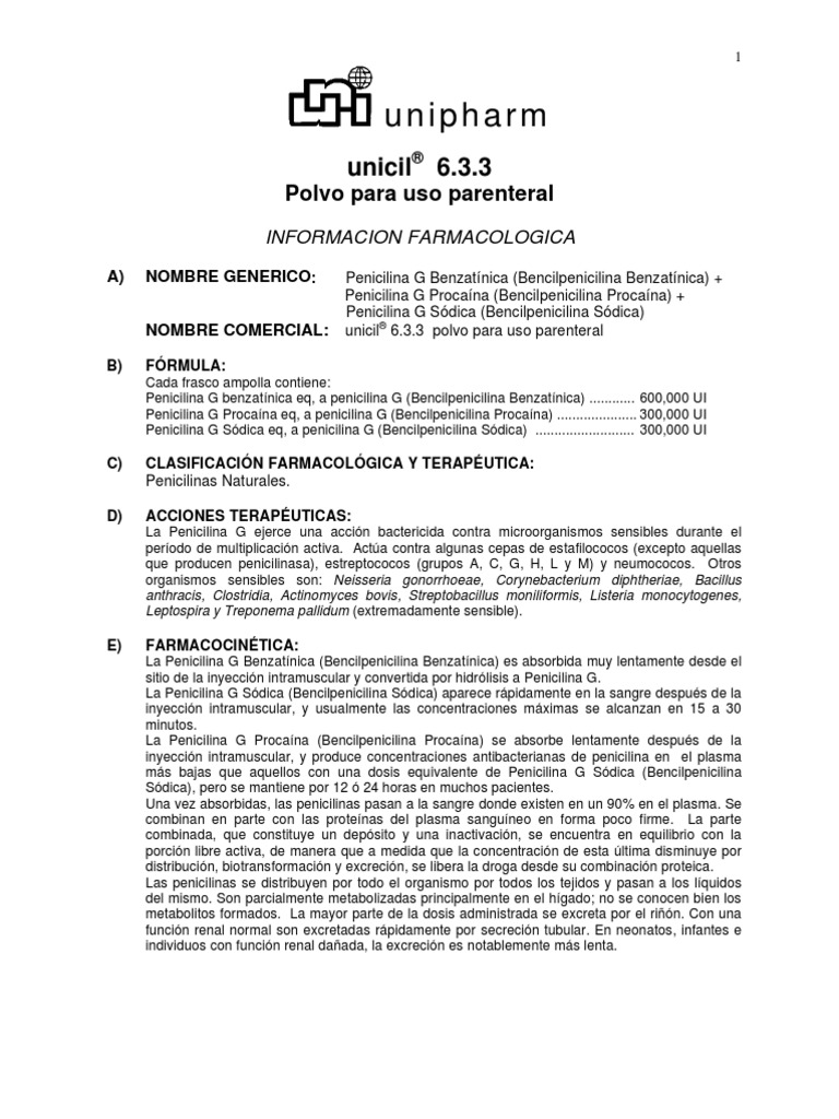 Unicil 6 3 3 | PDF | Penicilina | Alergia