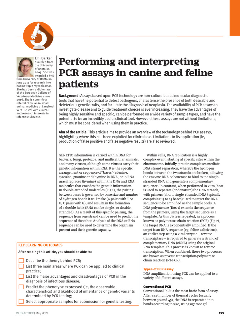 Performing and Interpreting PCR Assays in Canine and Feline Patients ...