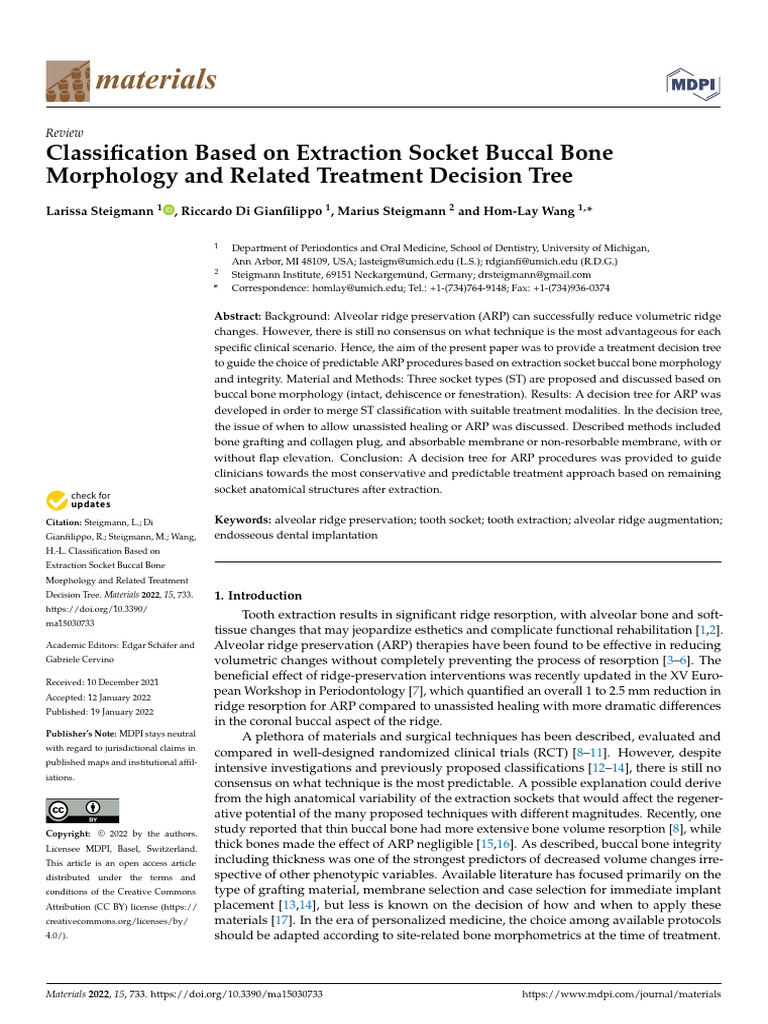 Classification Based On Extraction Socket Buccal Bone Pdf Periodontology Medical Specialties