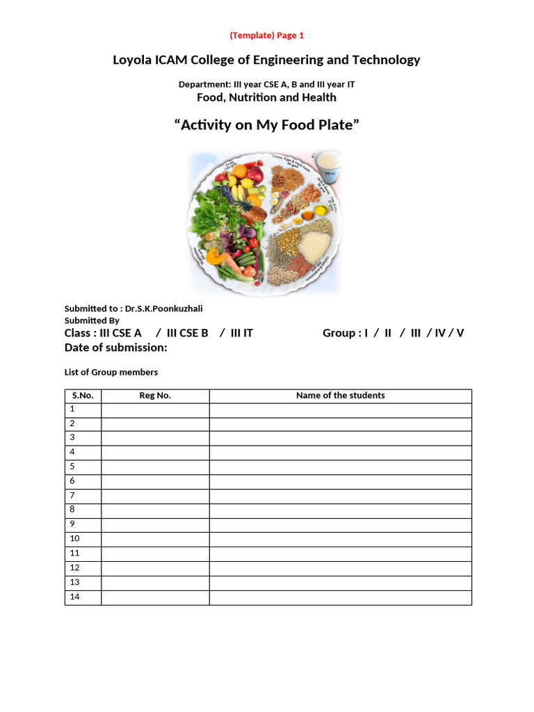 FNH - my food plate - TEMPLATE | PDF