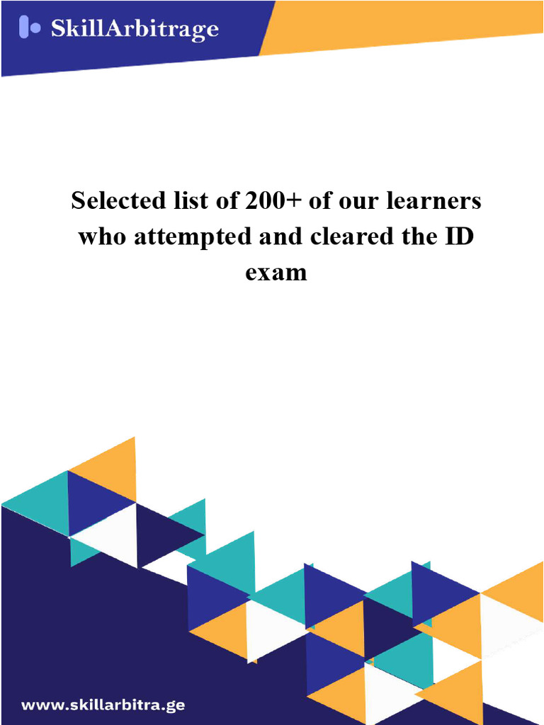List of 200+ of Our Learners Who Attempted and Cleared The ID Exam ...