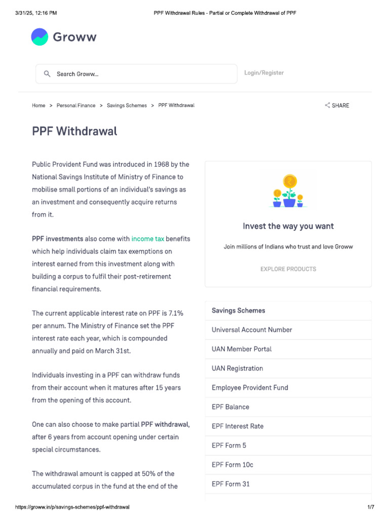 GRWW PPF Withdrawal - 31-03-2025 | PDF