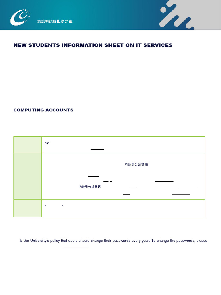 New Students Information Sheet On IT Services | PDF | Password | Gmail