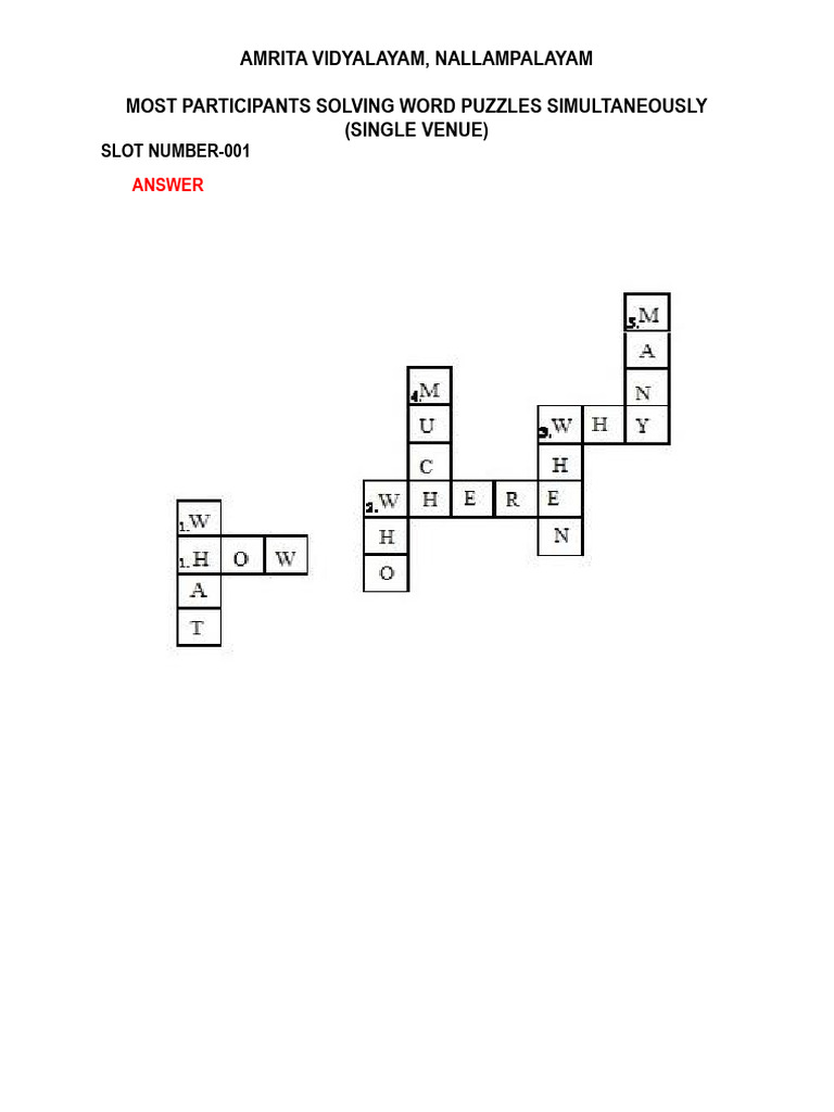 Word Puzzle Sample - Answers | PDF | Puzzles | Games Of Mental Skill