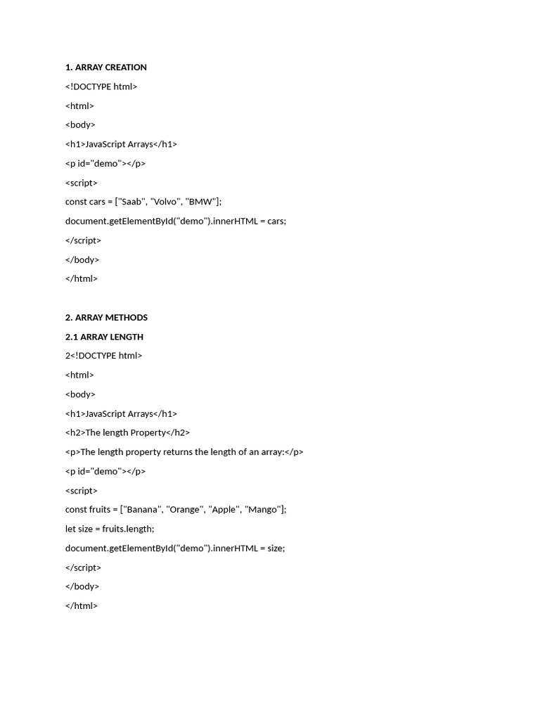 ARRAY PROGRAMS | PDF