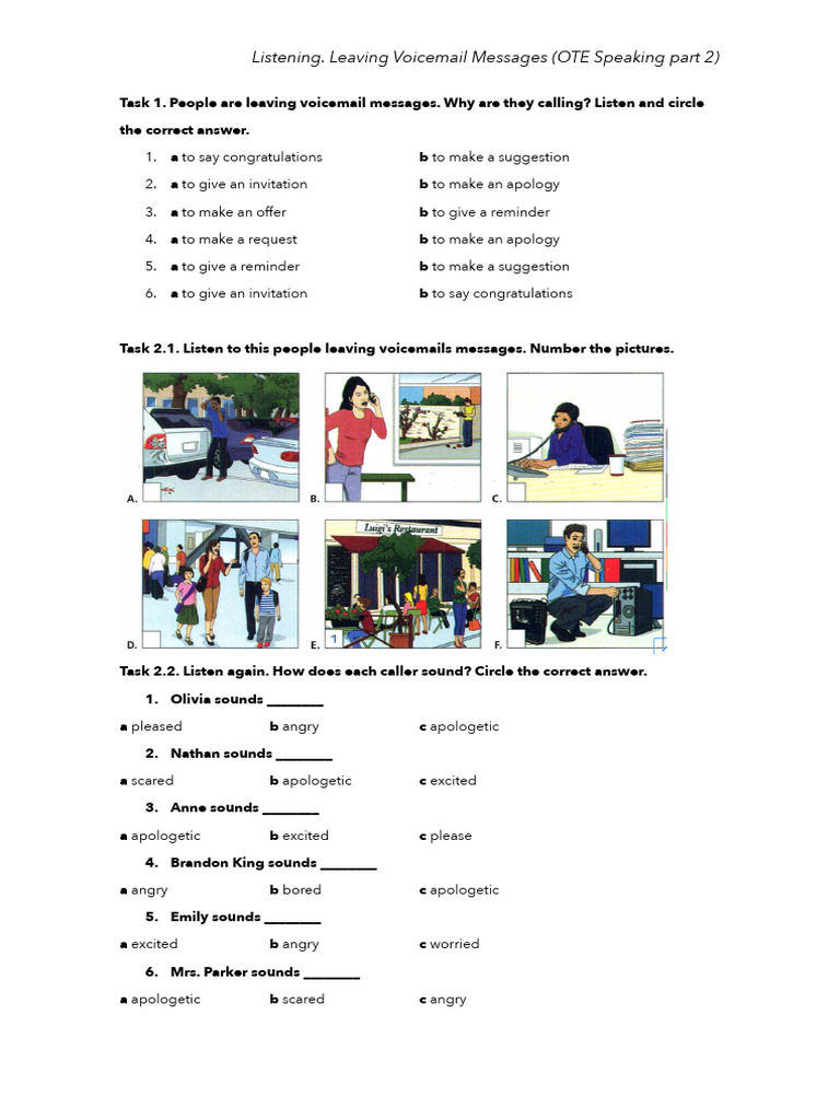 Voicemail Message Listening Exercise | PDF