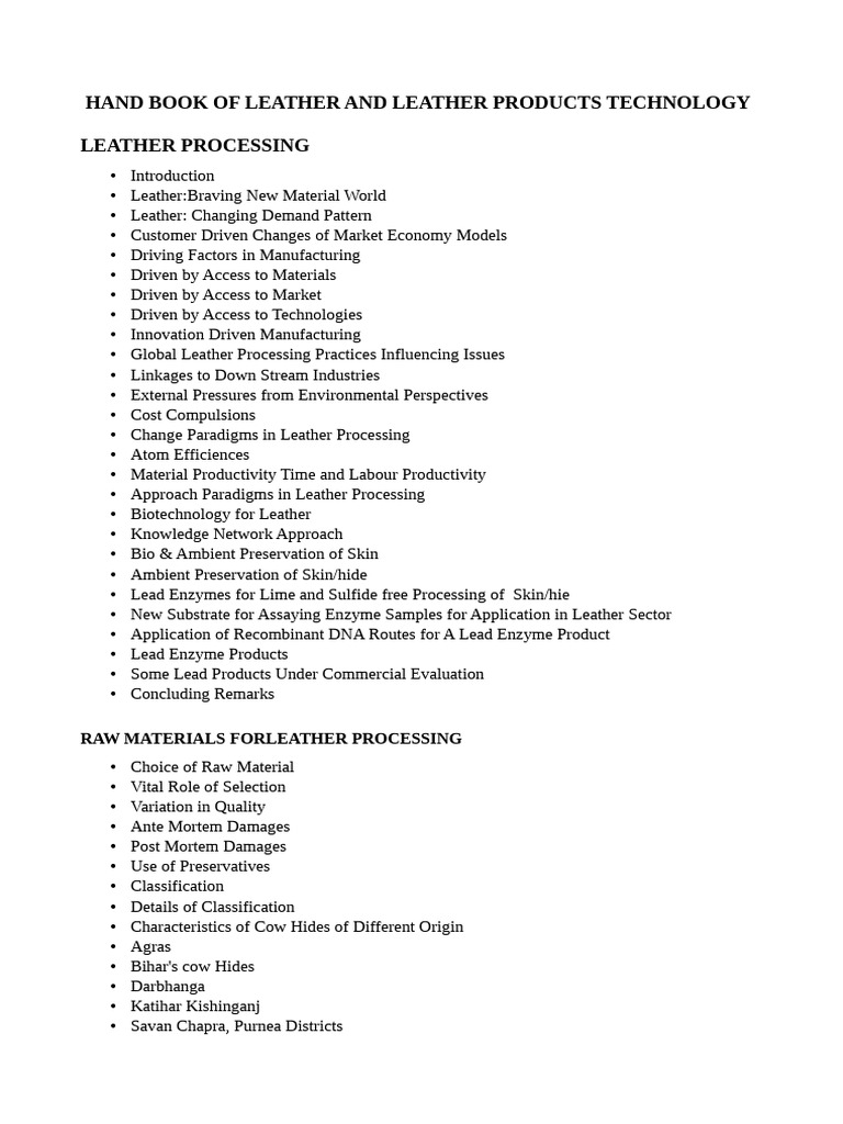 Leather Processing Technology Handbook | PDF | Leather | Dye