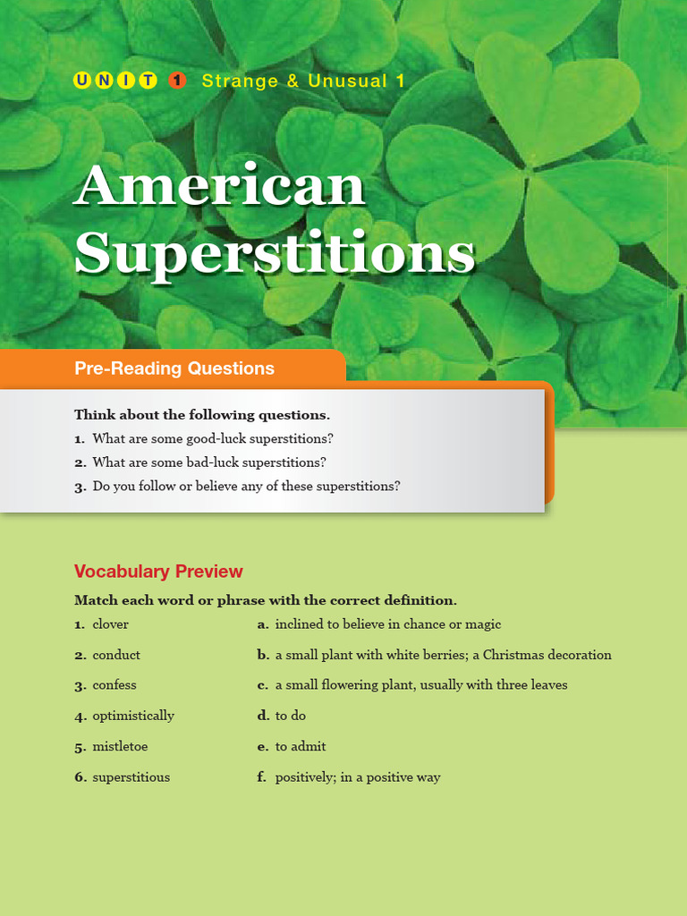 American Superstitions Reading | PDF | Superstitions | Luck