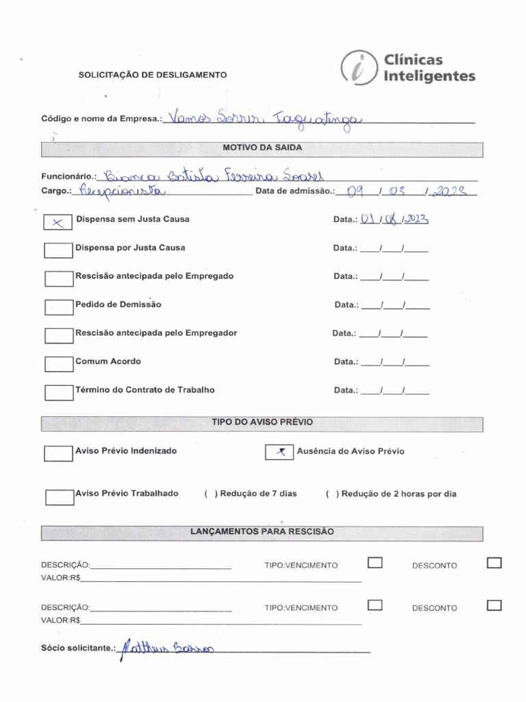 Desligamento Bianca | PDF