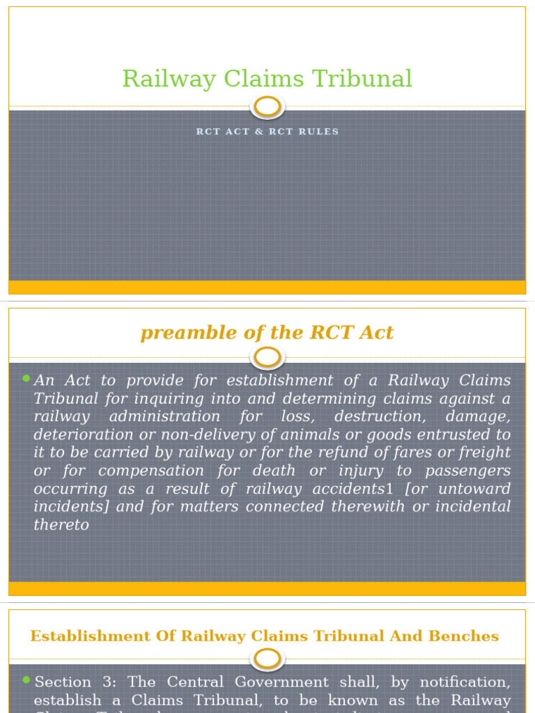 Overview of Railway Claims Tribunal Act | PDF | Negligence | Common Law