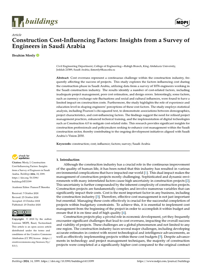Construction Cost-Influencing Factors Insights Fro | PDF | Chi Squared ...