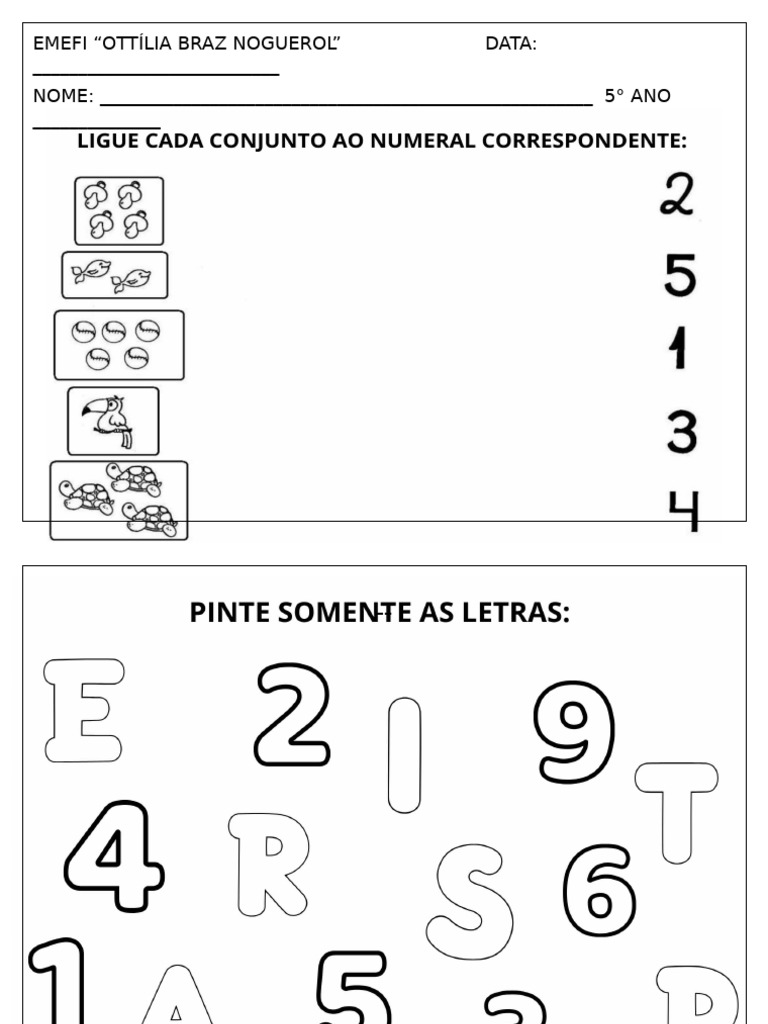 6 Adaptada - Gabriel e Pietro - Contagem e Reconhecendo As Letras | PDF