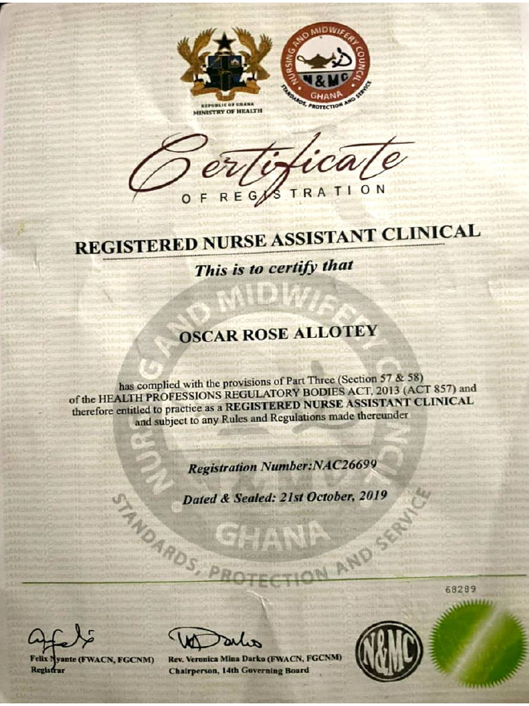 Nursing Certificate | PDF