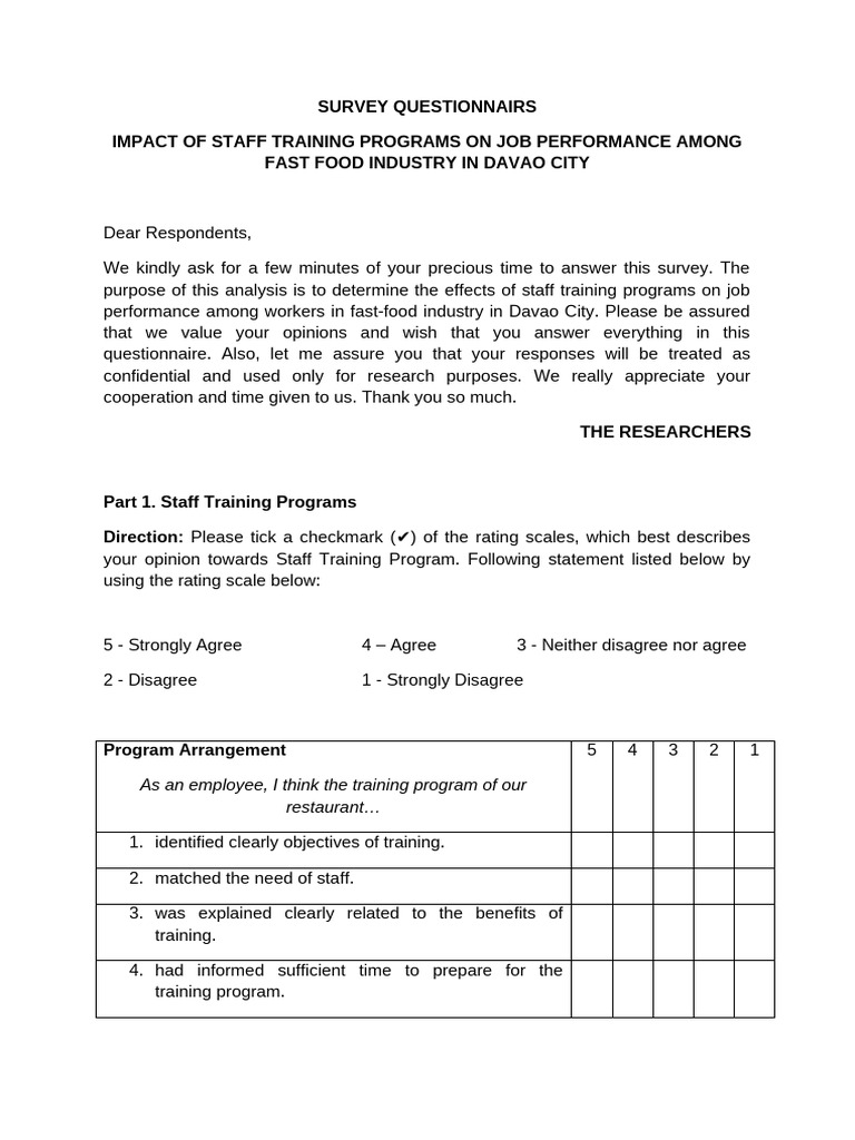 Modified Survey Questionnaire 2 | PDF | Employment | Performance Appraisal