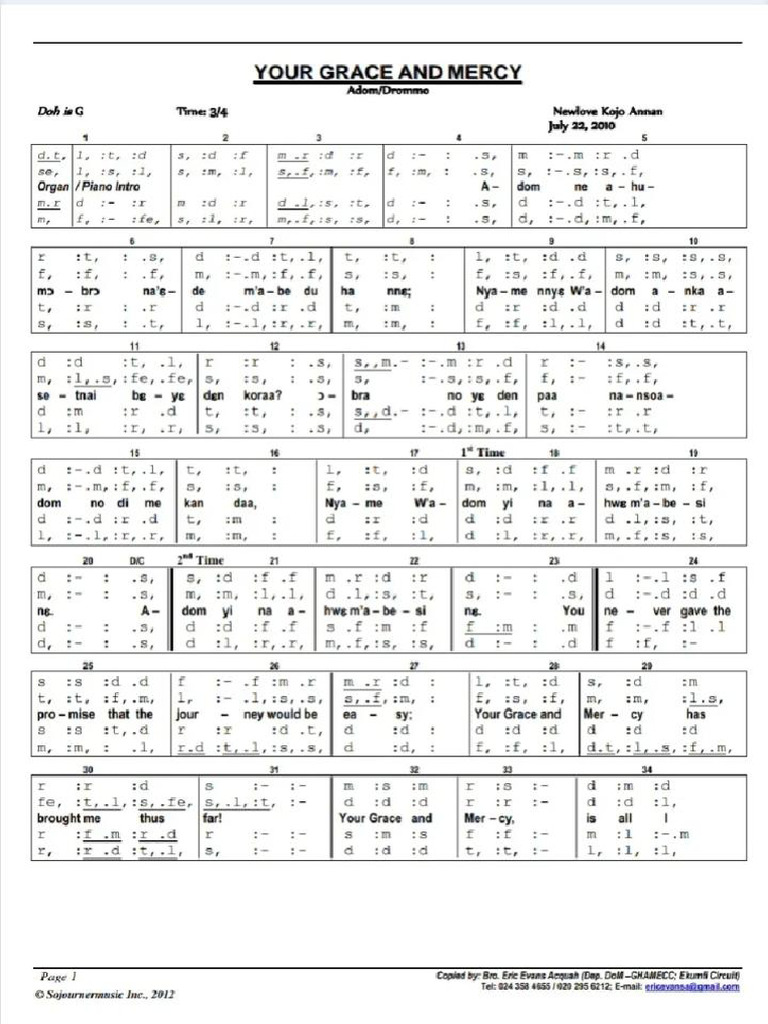 Your Grace and Mercy Solfa PDF | PDF