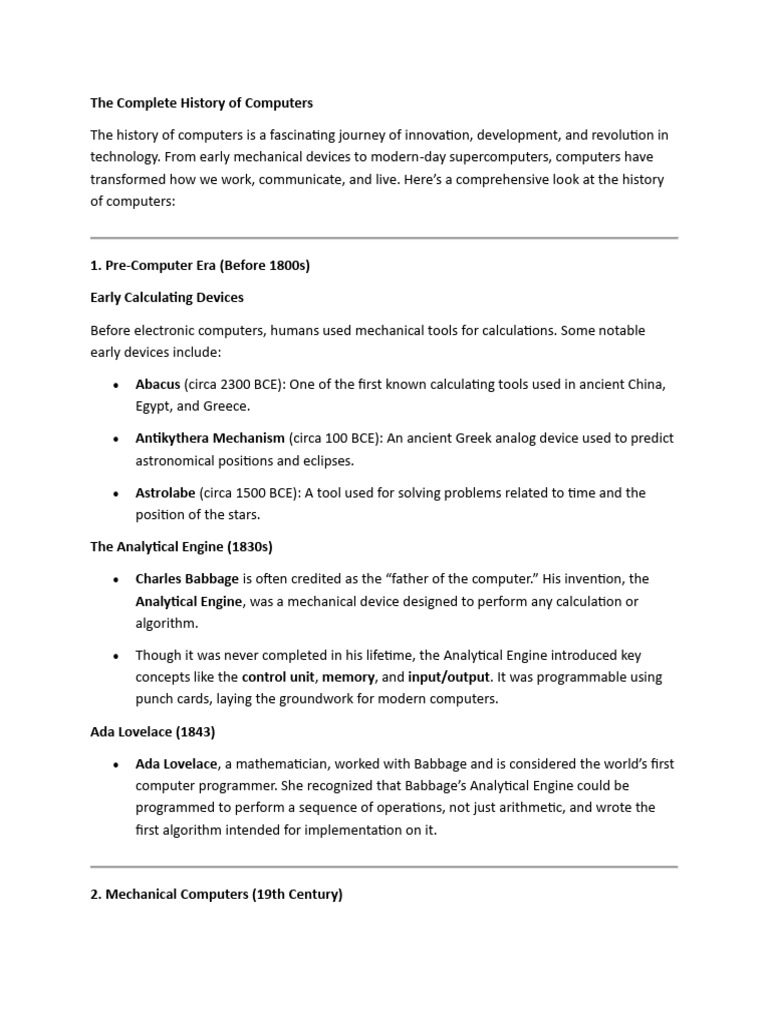 The Complete History of Computers | PDF | Personal Computers | Classes ...