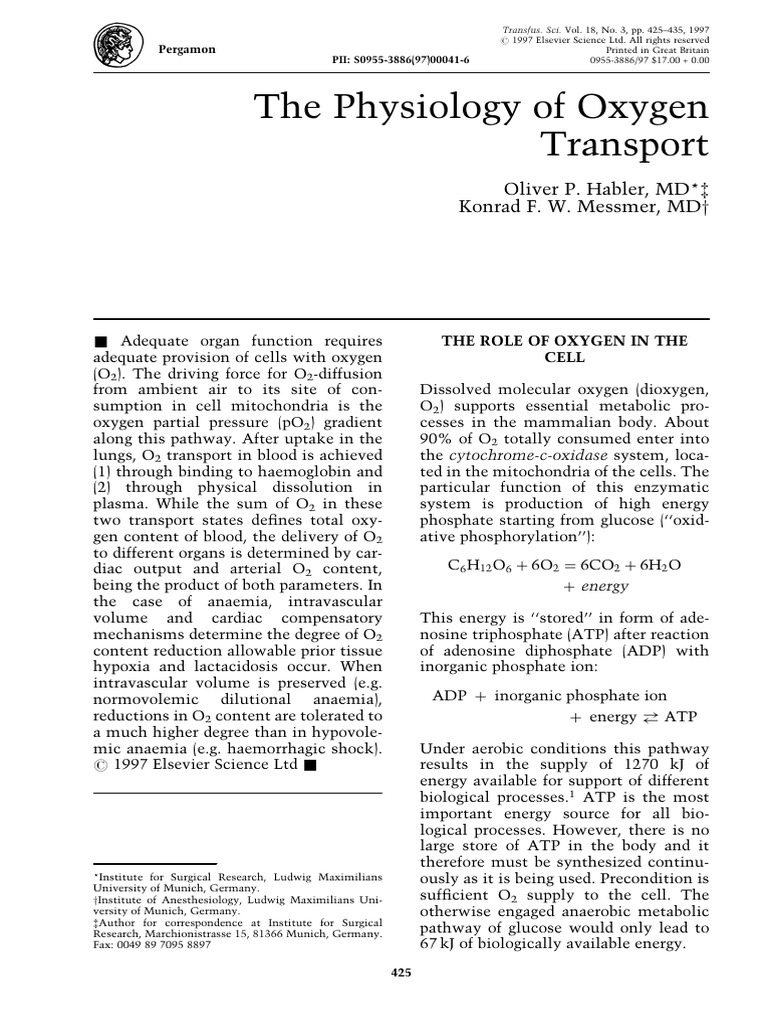 - Fisiología Del Transporte de O2 | PDF | Hemoglobin | Respiratory System