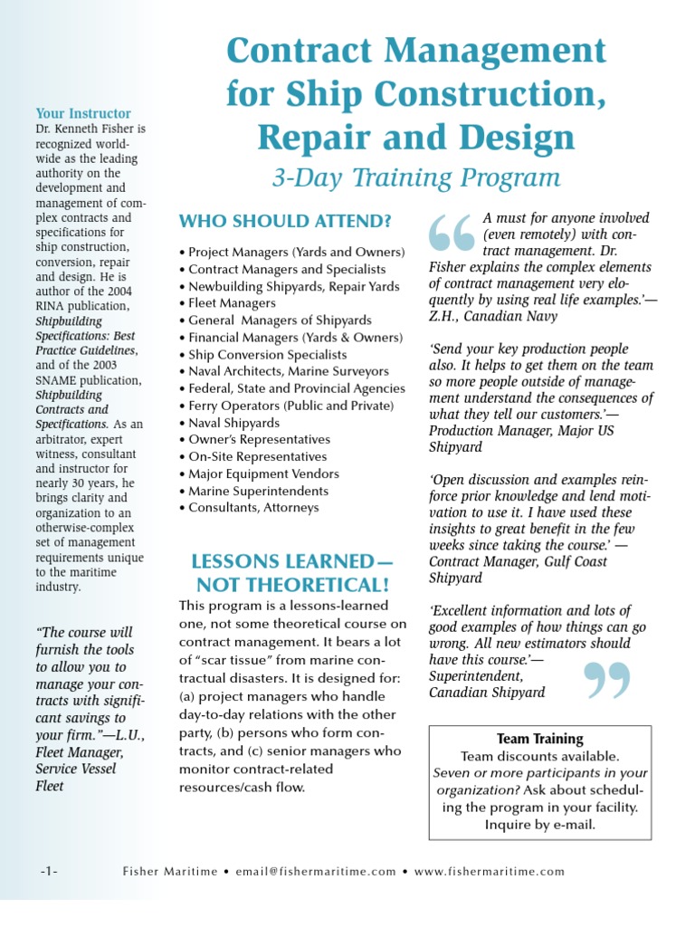 Ship Contract Management Training Course | PDF