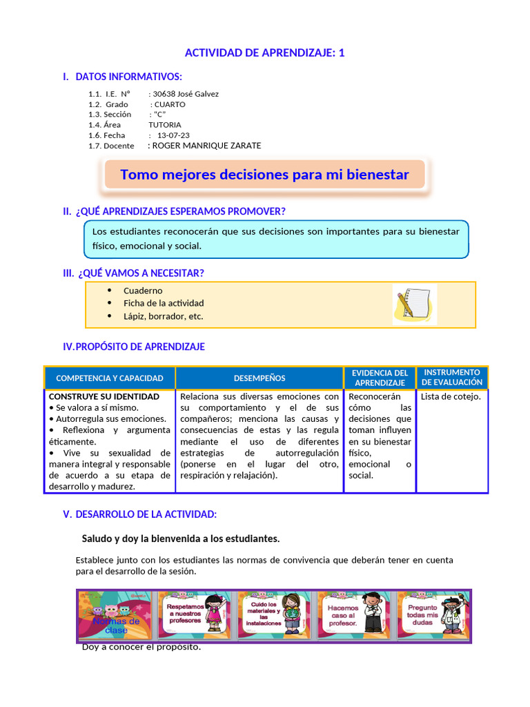 Decisiones para el Bienestar Estudiantil | PDF | Bienestar | Las emociones