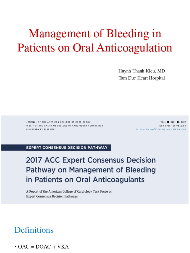 Management of Bleeding in Patients On Oral Anticoagulation Huynh Thanh ...