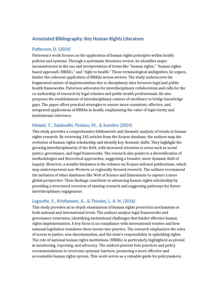 Annotated Bibliography on Human Rights Research | PDF ...