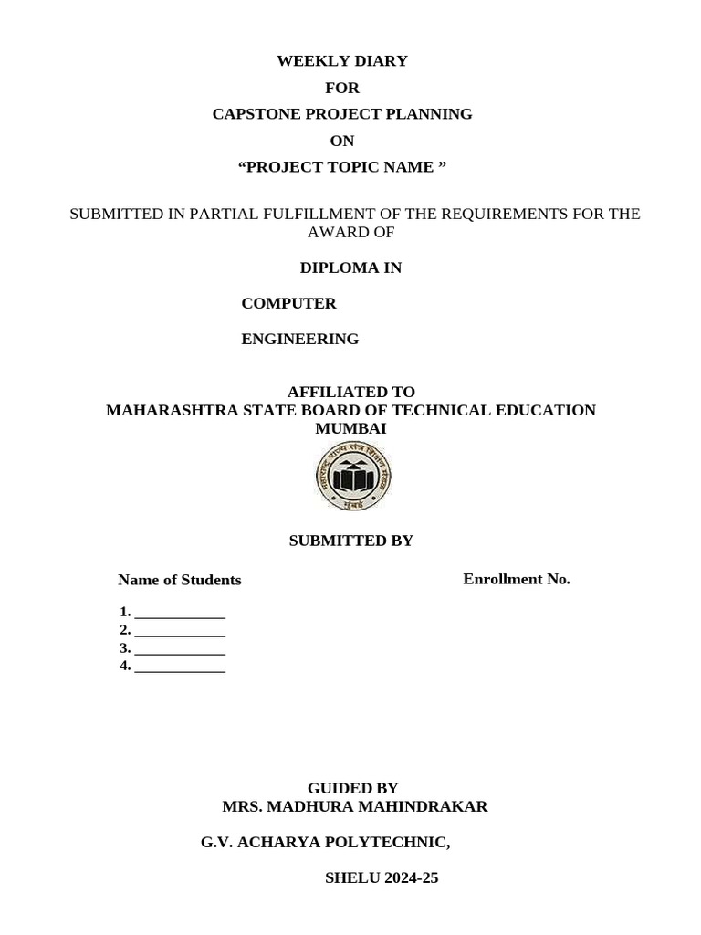 Weekly Diary CPP 5th Sem Format | PDF