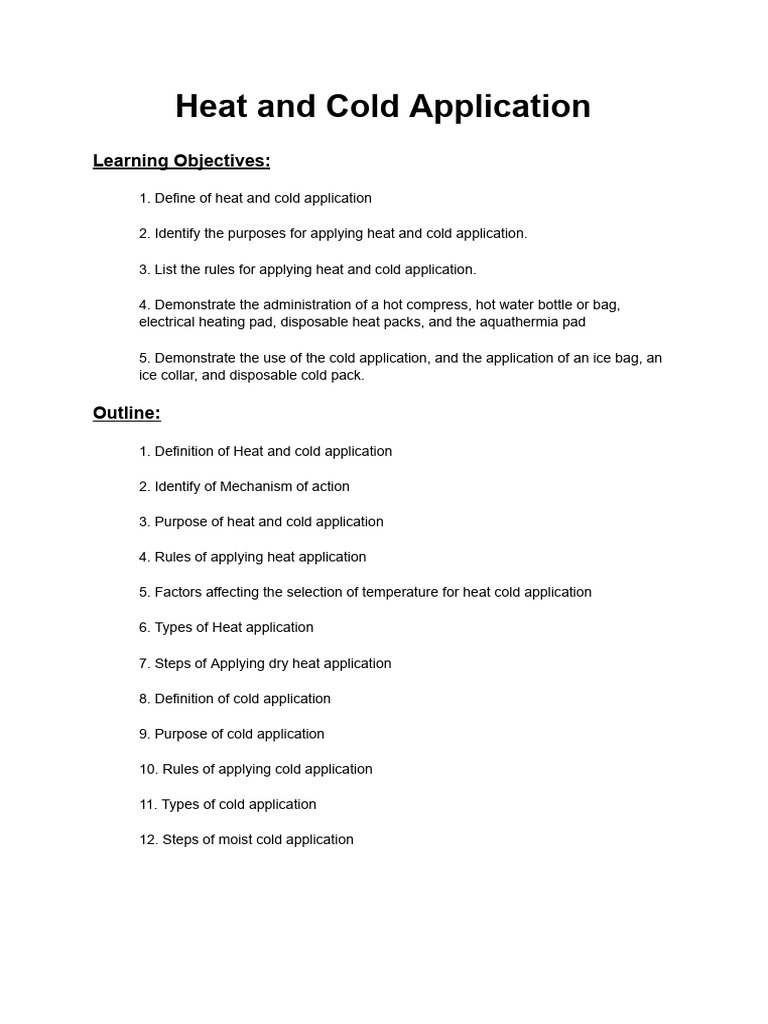 Heat and Cold Application | PDF | Vasodilation | Blood