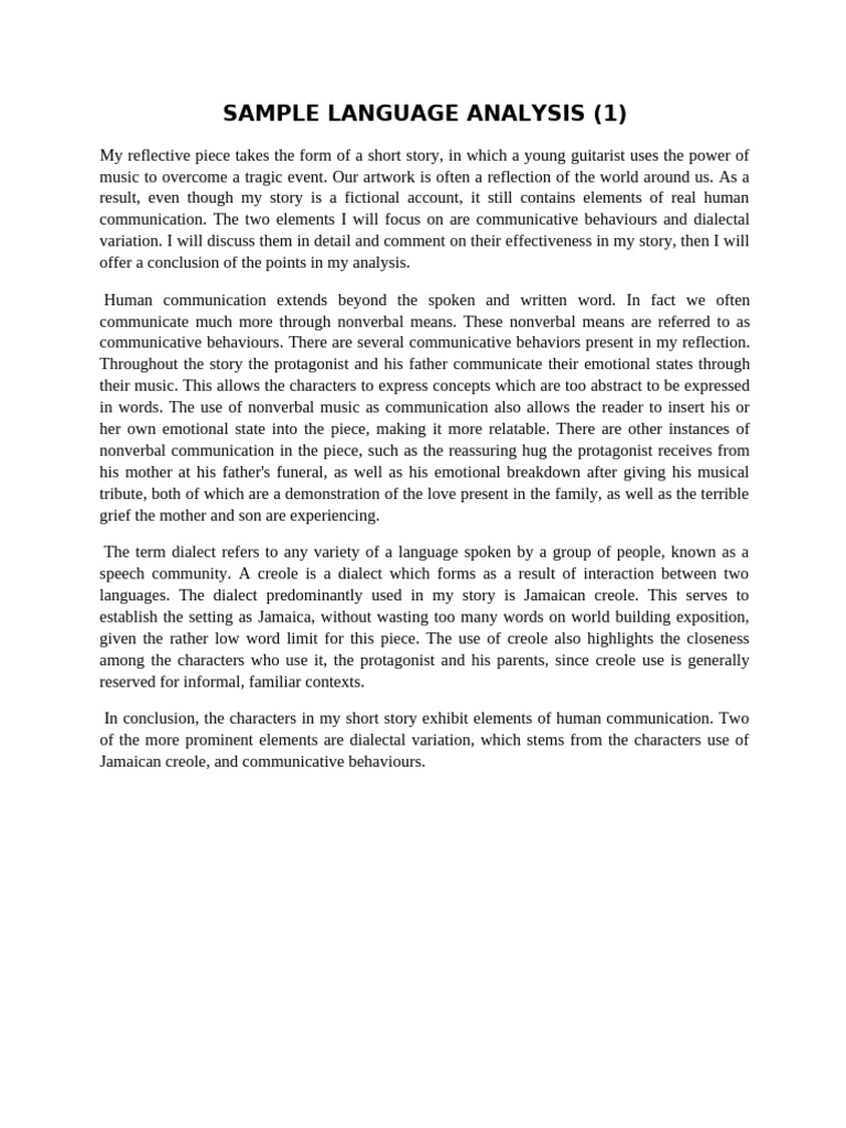 Language Analysis - Sample 1 | PDF