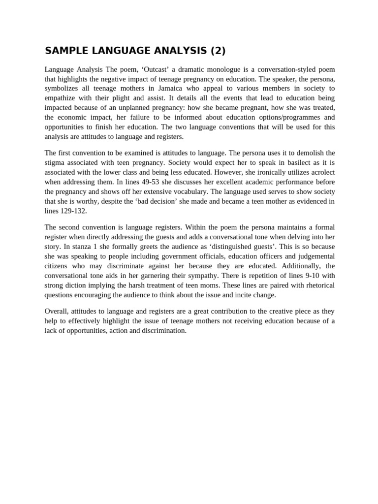 Language Analysis - Sample 2 | PDF