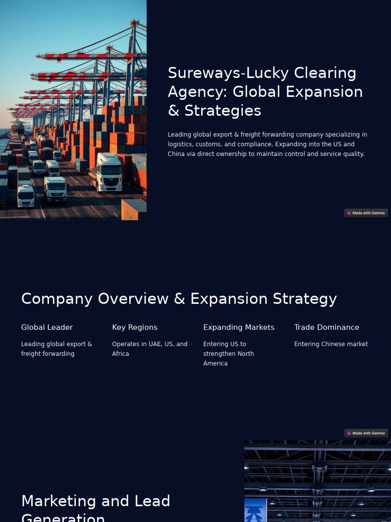 Sureways Lucky Clearing Agency Global Expansion and Strategies | PDF