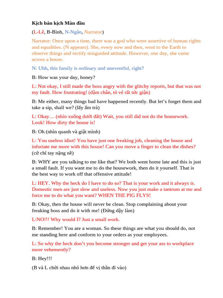 Gender Equality Comedy Script | PDF