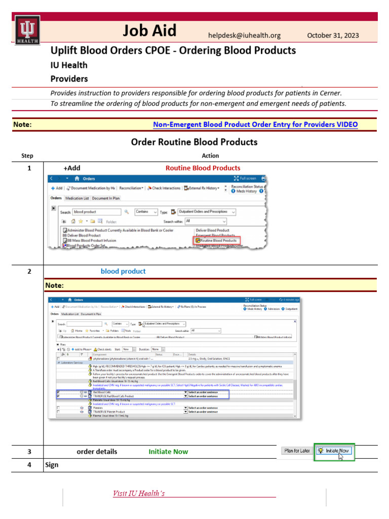 Uplift Blood Orders CPOE - Ordering Blood Products | PDF | Blood ...