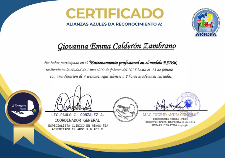 Giovanna Emma Calderón Zambrano Esdm | PDF