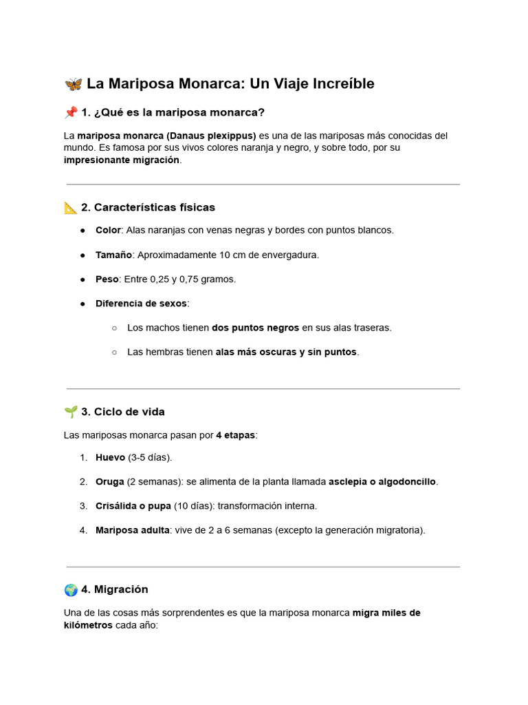 ? La Mariposa Monarca_ Un Viaje Increíble | PDF