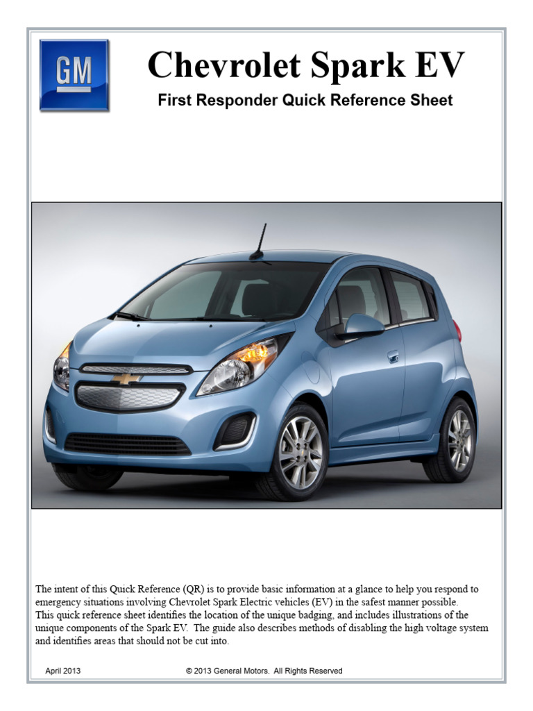 14-16_Spark_EV_QR_v1 | PDF | High Voltage | Airbag