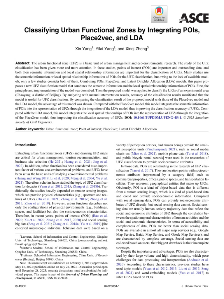 Yang Et Al 2023 Classifying Urban Functional Zones by Integrating Pois ...