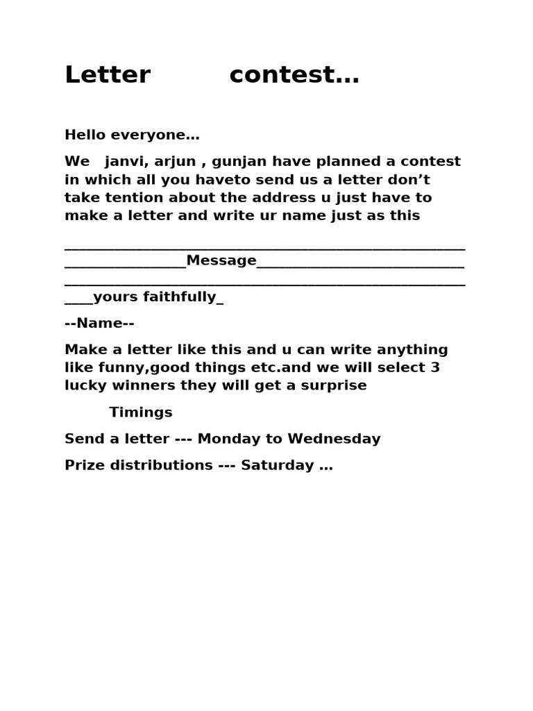 Letter Contest | PDF
