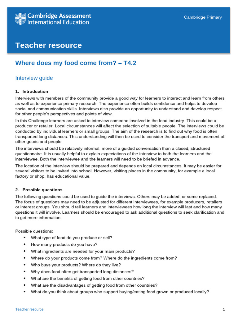Challenge - Stage 4 - Where Does My Food Come From - T4.2 - tcm142 ...