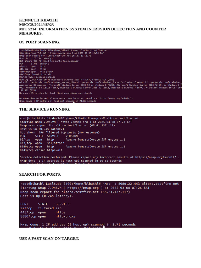 MIT 5214: OS Port Scanning Guide | PDF