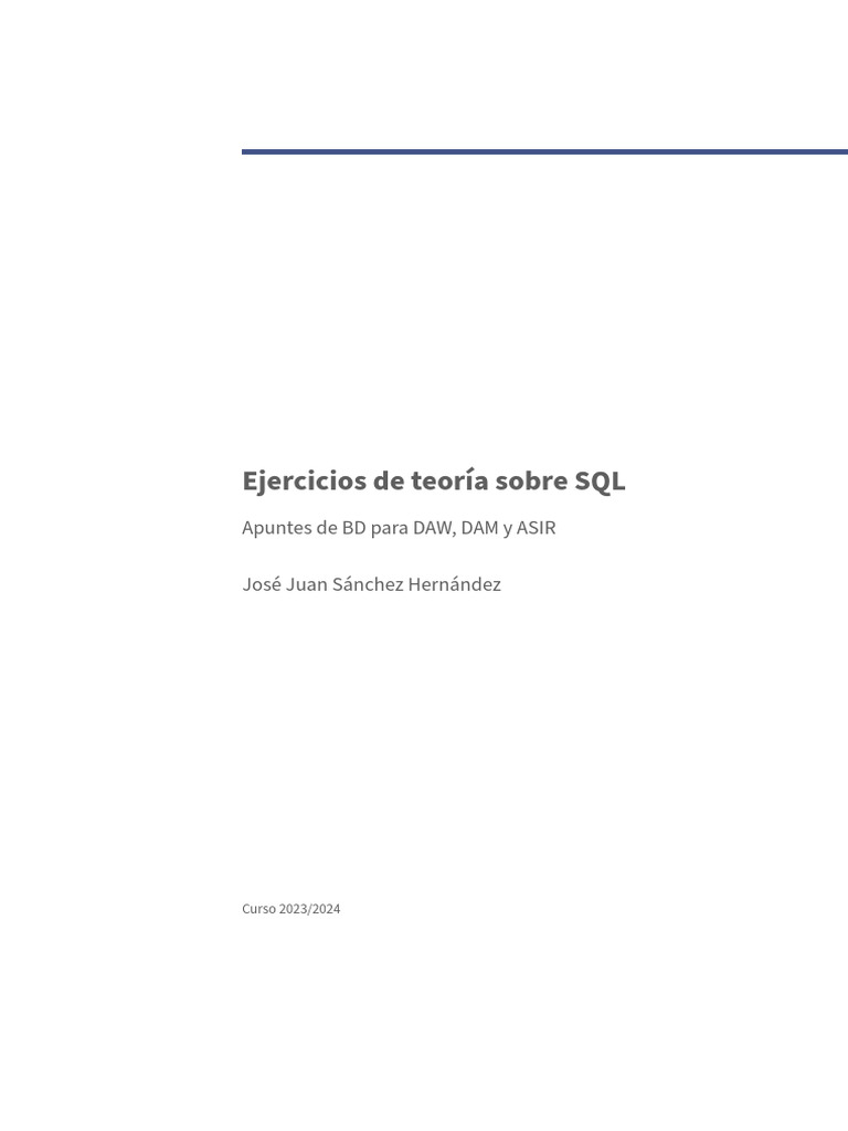 Ejercicios de teoría sobre SQL | PDF | SQL | Mi sql