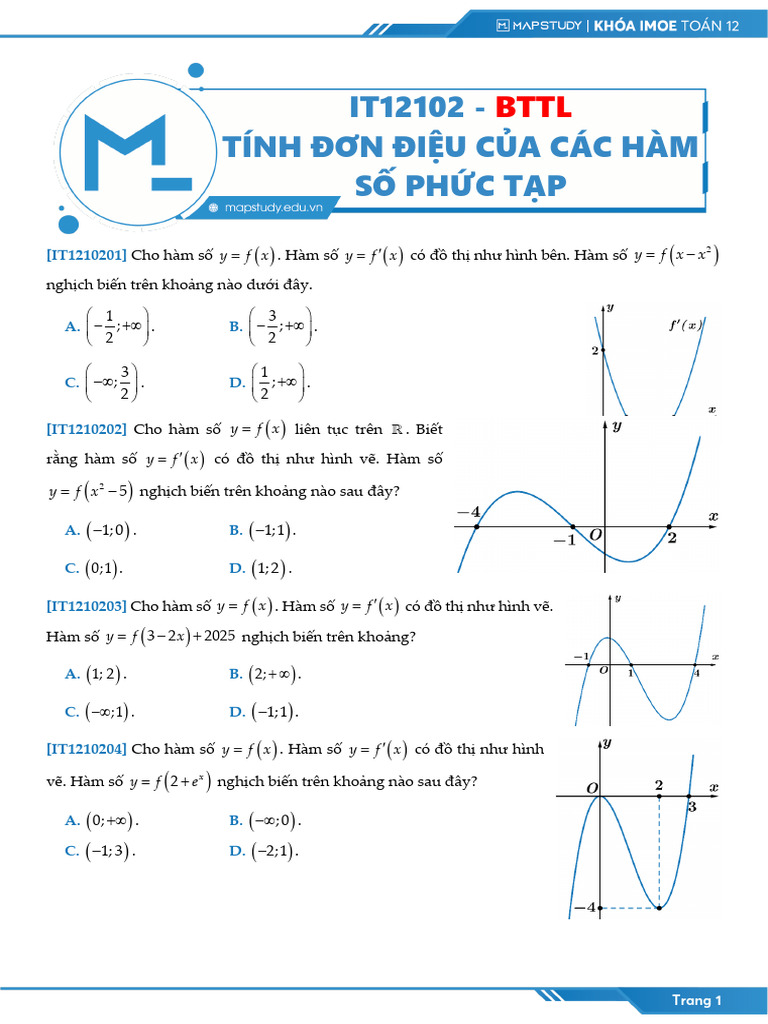BTTL - c1b2 - Tinh Don Dieu Cua Cac Ham So Phuc Tap 1740109833166 | PDF