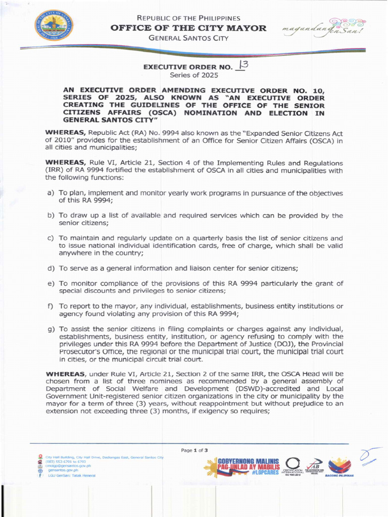3-2 Executive Order No.13 | PDF