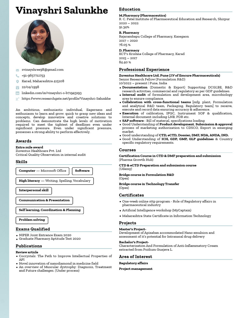Vinayshri Salunkhe_Resume. | PDF