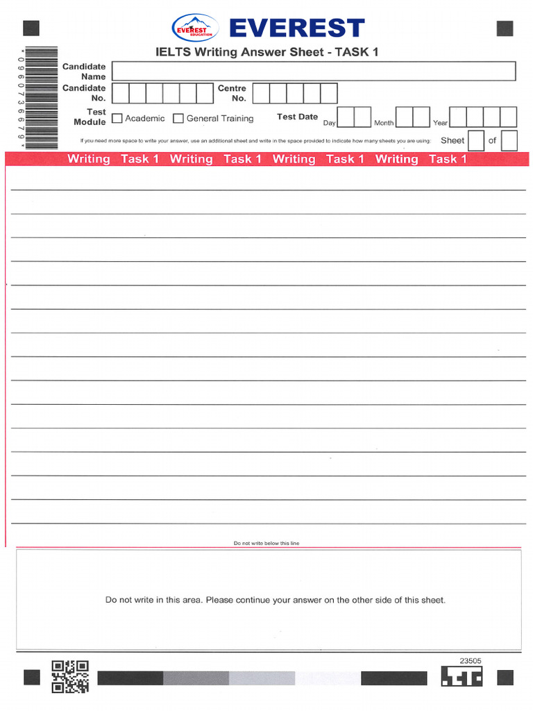 Writing Answer Sheet Task 1 | PDF