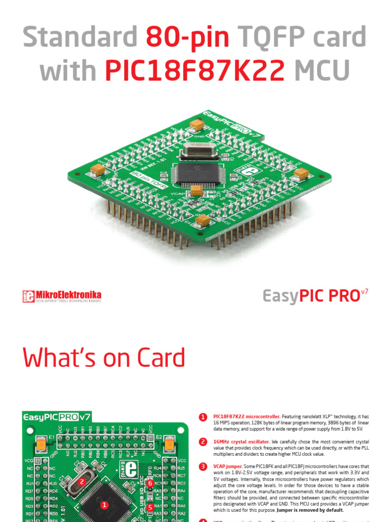 Pic18f87k22 Mcu Card Manual v101 | PDF | Microcontroller | Usb