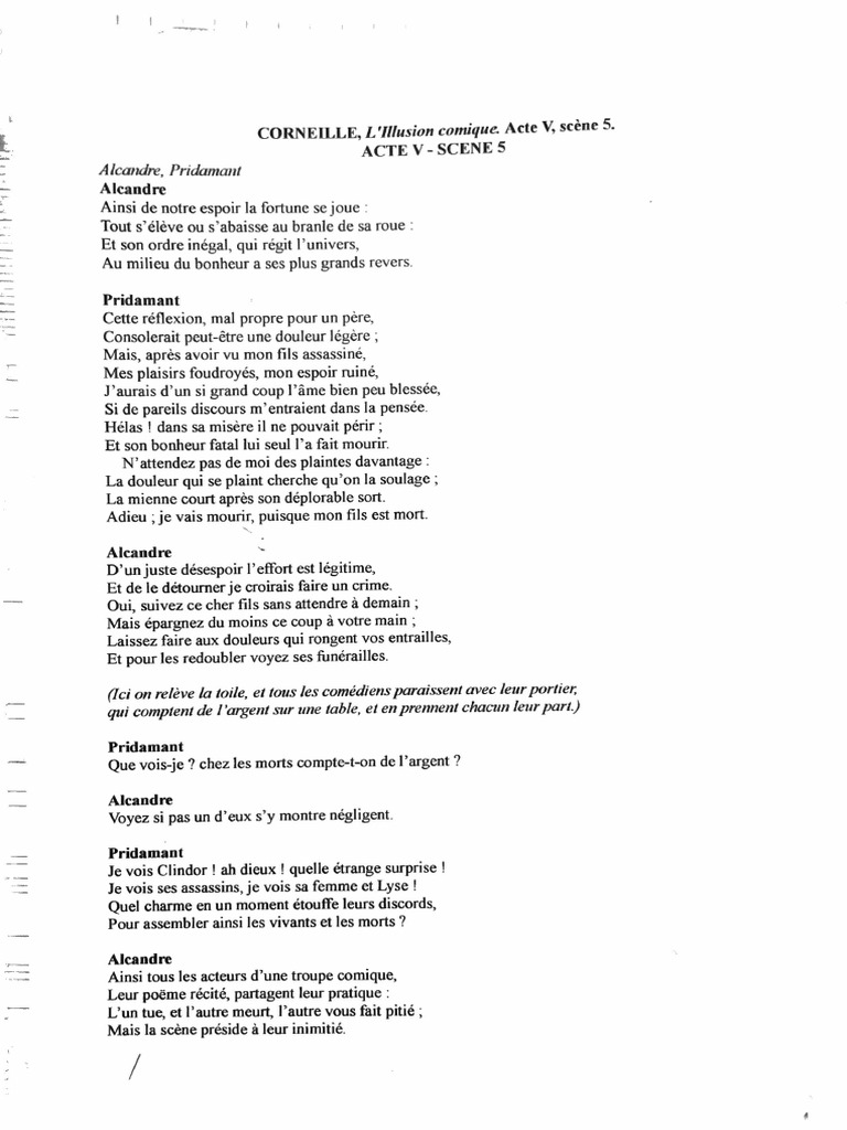 Illusion Comique Texte Vierge | PDF