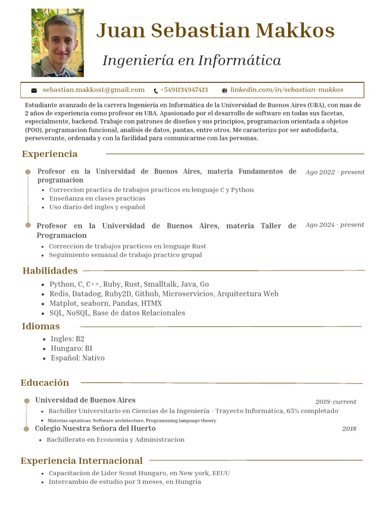 CV Juan Sebastian Makkos | PDF